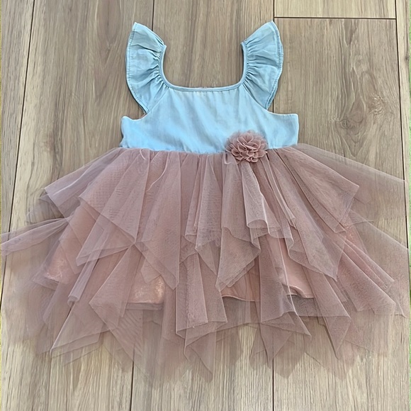 Popatu | Dresses | Popatu Fluffy Tulle Flutter Sleeve Blush Pink And ...